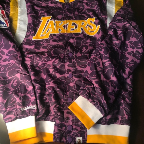 Bape | Jackets & Coats | Bape X Mitchell Ness Lakers Warm Up Jacket ...